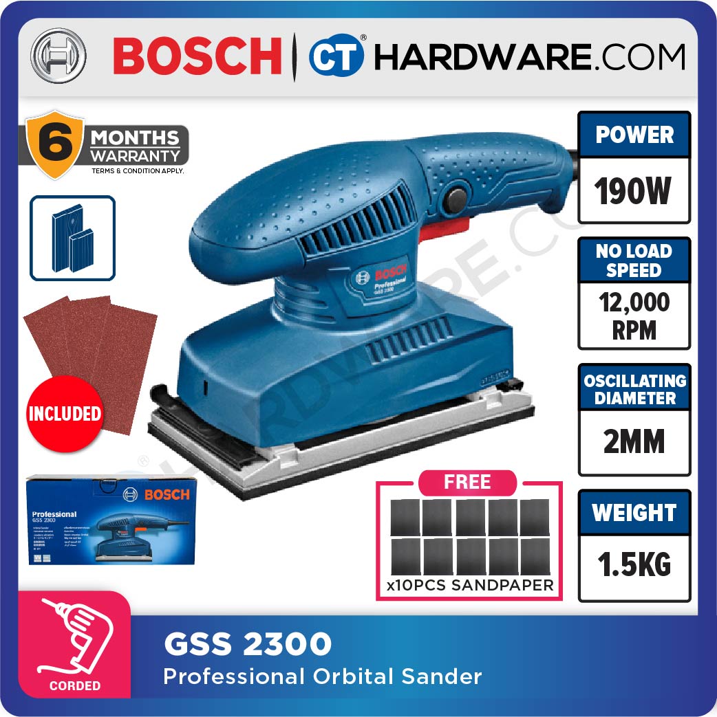 Bosch GSS 2300 Professional Orbital Sander 190W [06012980L0 | GSS2300] – CT Hardware Online