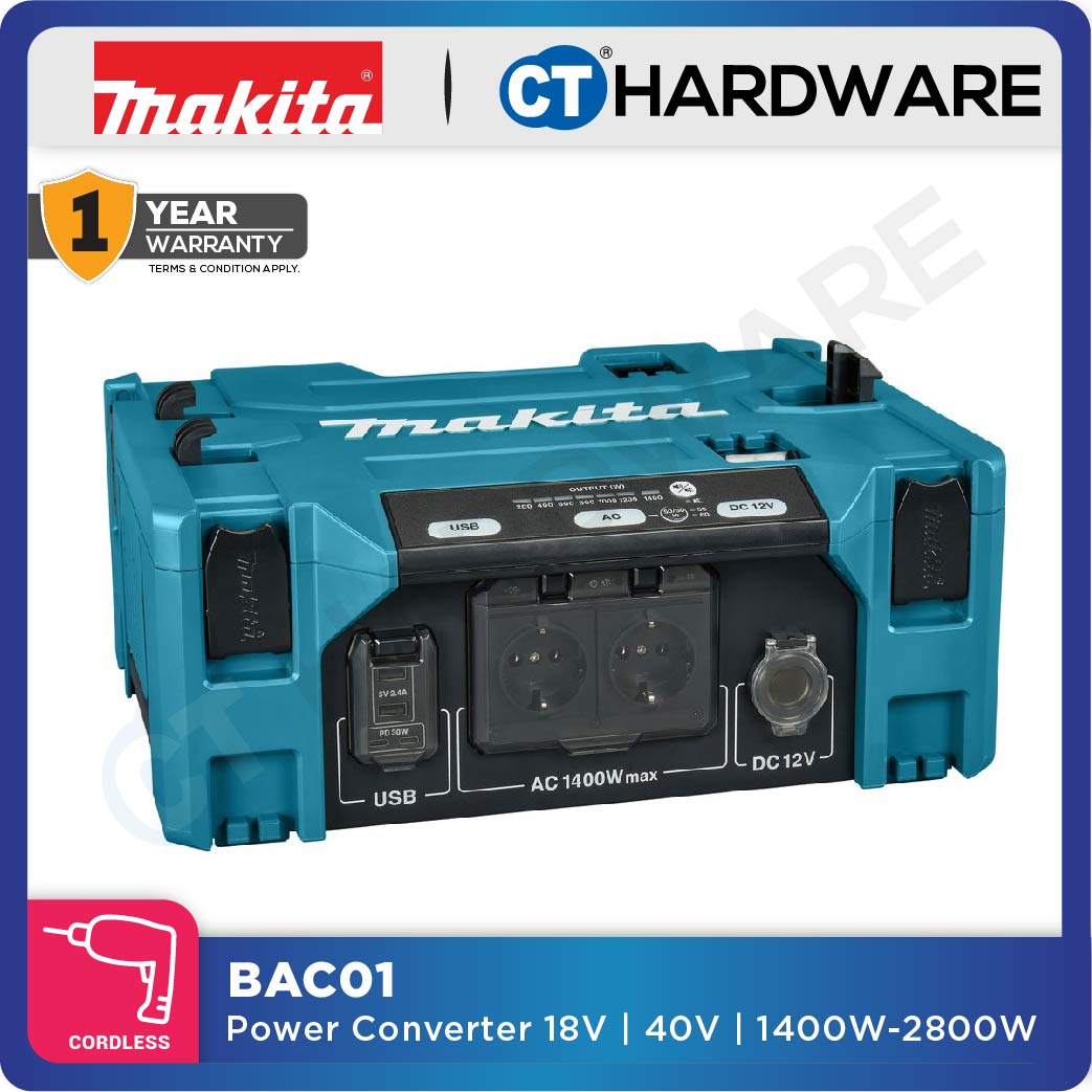 MAKITA BAC01 POWER CONVERTER 18V / 40V | 2800W | 1400W INVERTER CAPACI – CT Hardware Online