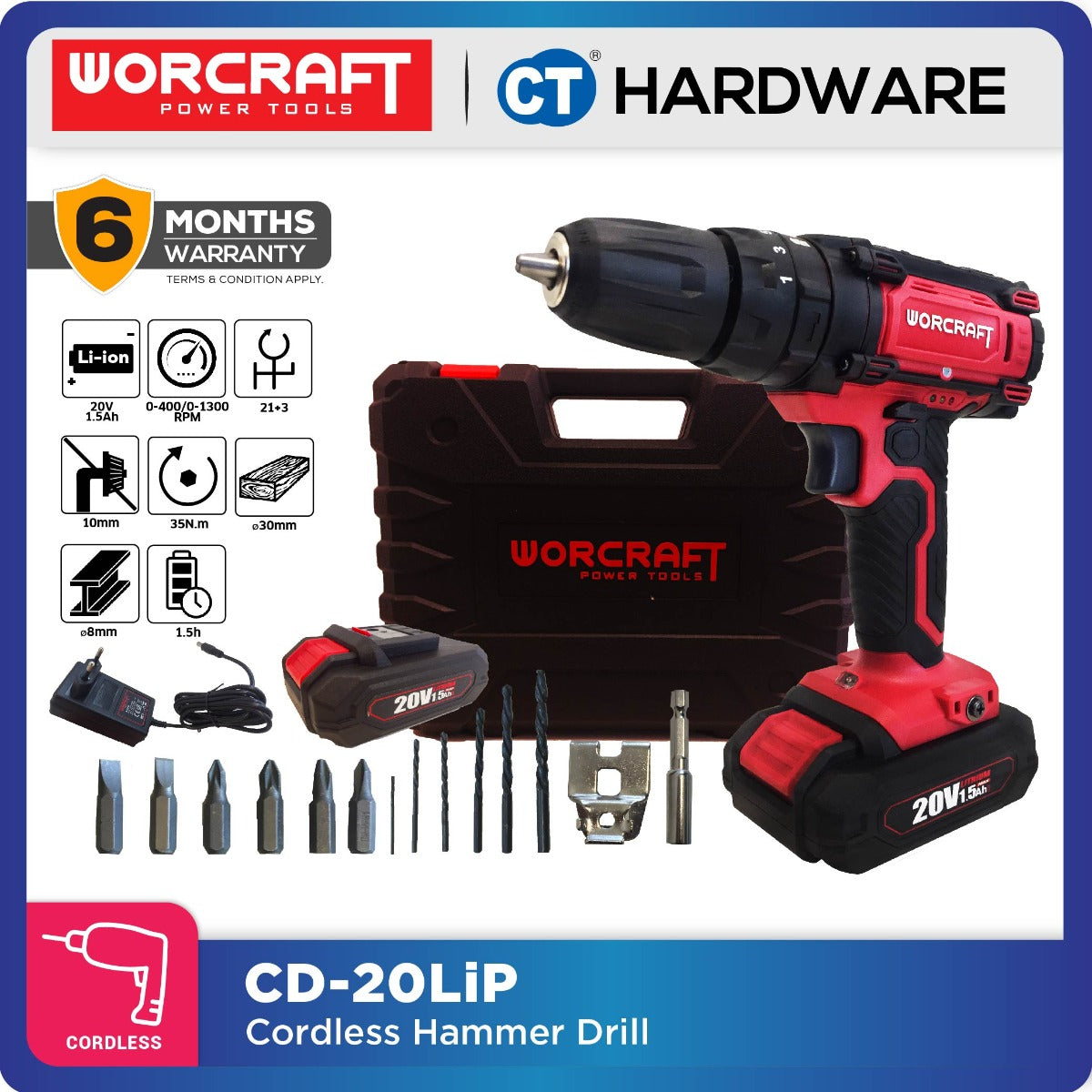 WORCRAFT CD20LiP Cordless Impact Drill Malaysia – CT Hardware Online