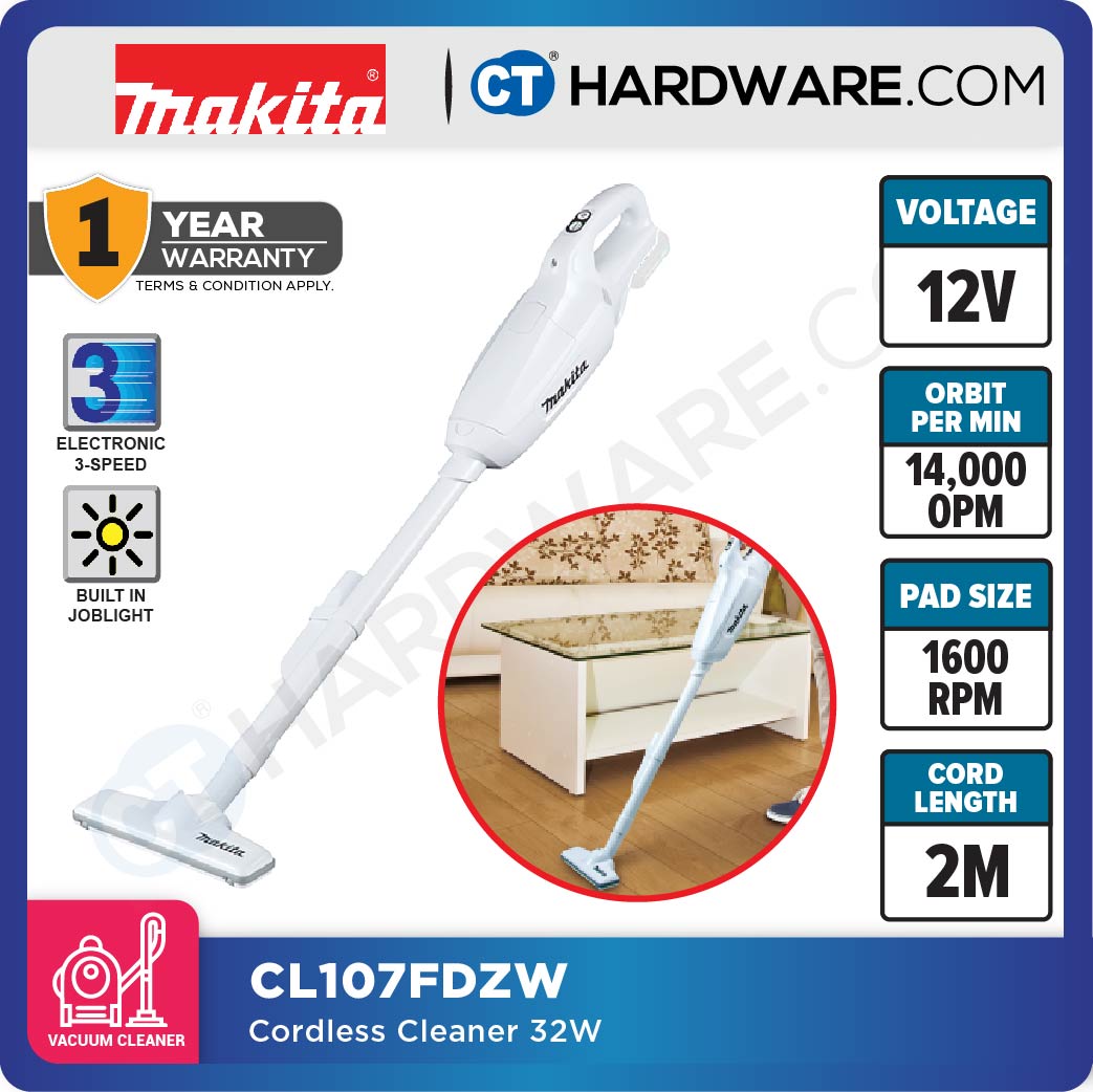 MAKITA CL107FDWYW | CL107FDZW CORDLESS CLEANER 12V | 5.0 kPa | 32W | 1 – CT Hardware Online