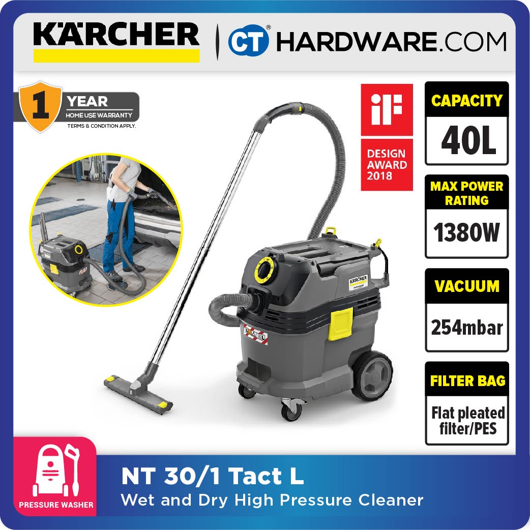 Karcher NT 30/1 TACT L Wet & Dry Vacuum Cleaner 1380W 30l [NT301TACTL – CT Hardware Online