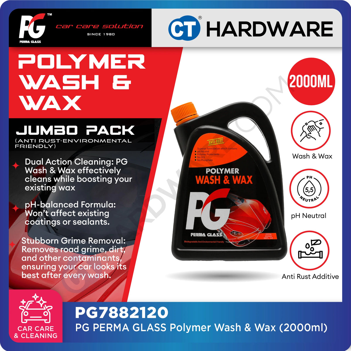PG Perma Glass PG7882120 Polymer Wash & Wax Jumbo Pack 2000ml [ 955681 ...