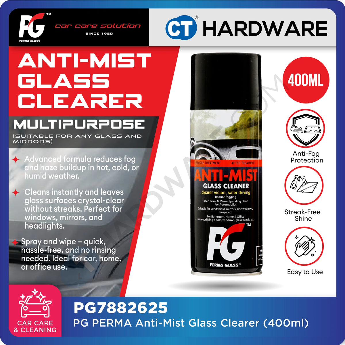 PG Perma Glass PG7882816 Anti-Mist Glass Clearer 400ml [ 9556817882816 ...
