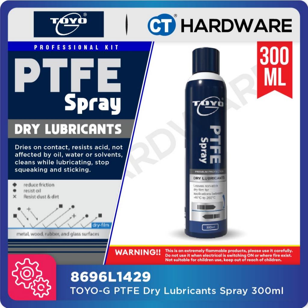 TOYO-G PTFE Spray Dry Lubricant 300ML – Clean, Non-Stick Lubrication ...