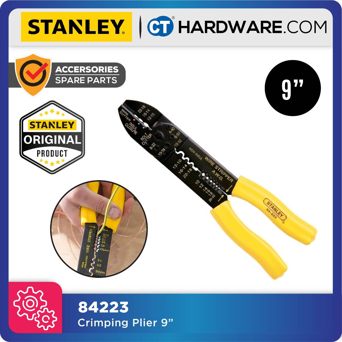STANLEY 84223 CRIMPING PLIER 9"= 84-223-22 – CT Hardware Online