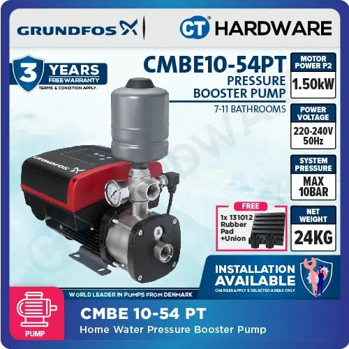 Grundfos CMBE10-54 Home Water Pressure Booster Pump with 2L Tank ...