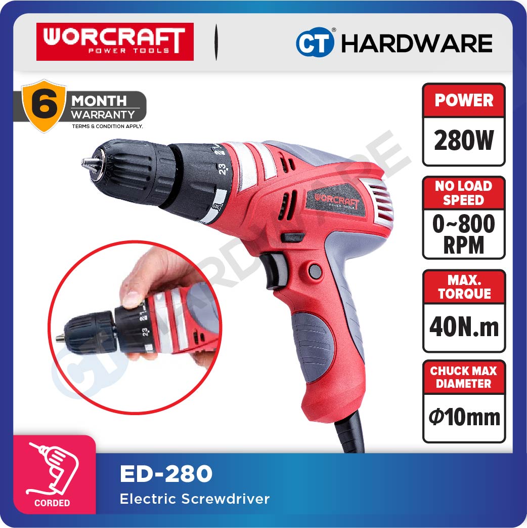 Worcraft ED280 Drill Driver 10mm 280W – CT Hardware Online