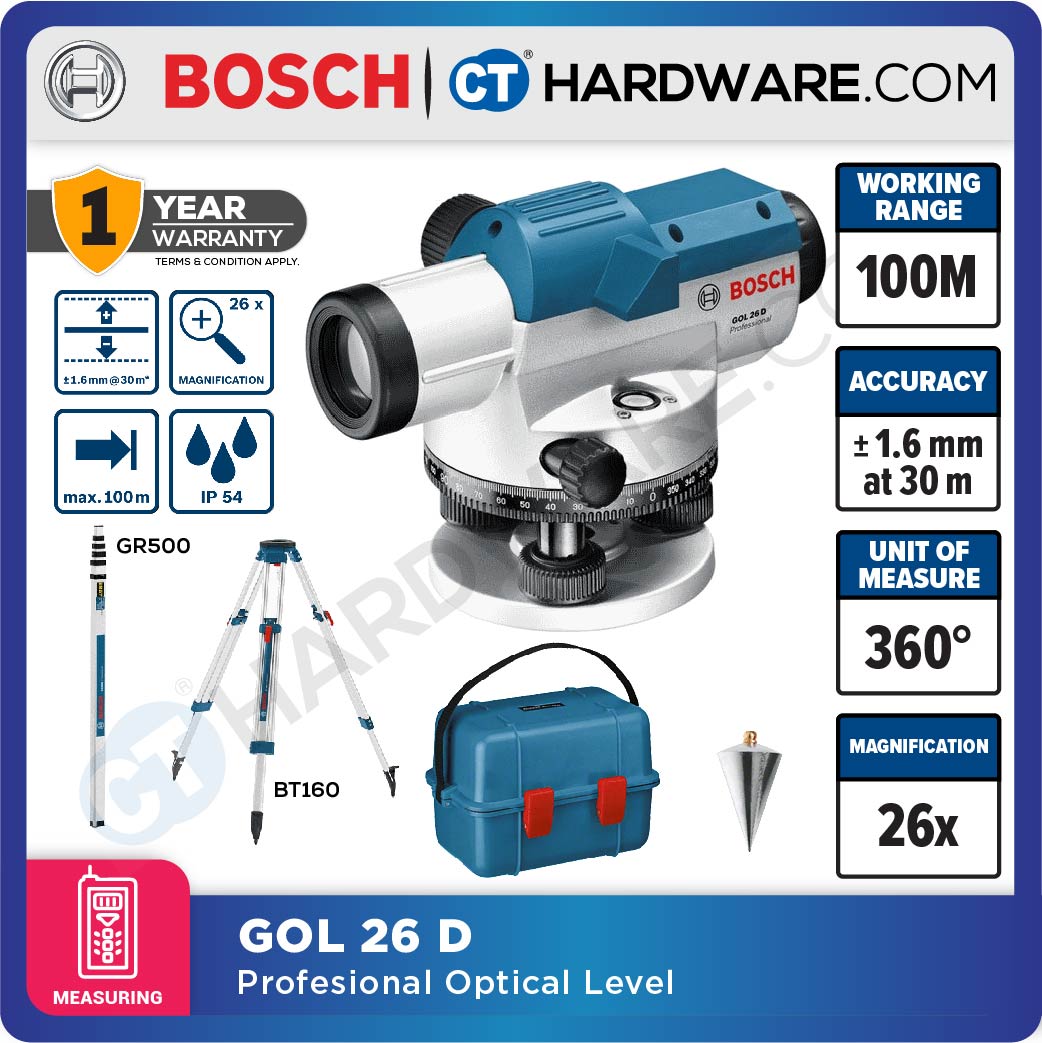 Bosch GOL 26 D Professional Optical Level 26x 100M [0601068000 | GOL26 ...