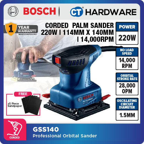 Bosch GSS 140 Professional Orbital Sander 220W [06012A80L0 | GSS140 ...
