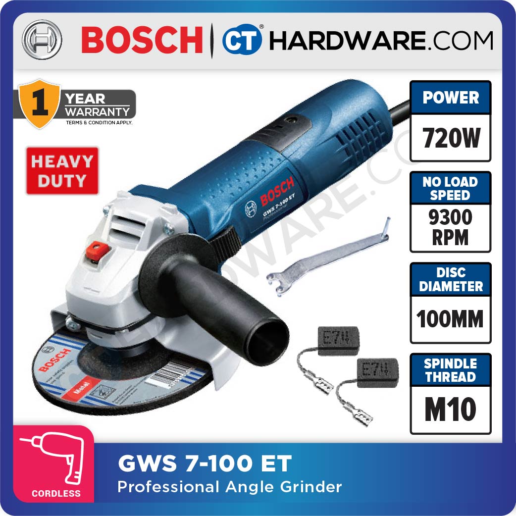Bosch GWS 7-100 ET Professional Angle Grinder 720W 4" 100mm [06013960L ...