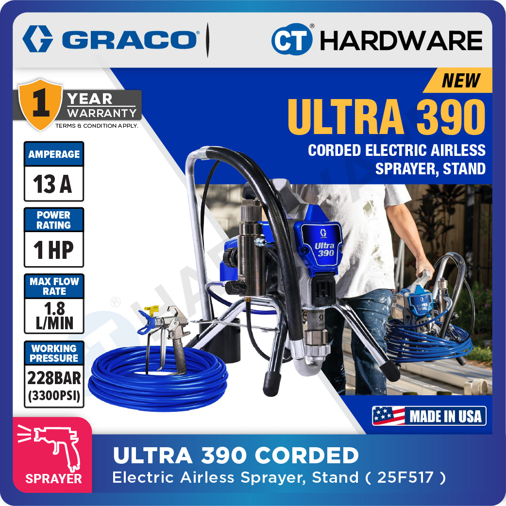 Graco ULTRA390 Corded Electric Airless Sprayer Stand 1HP Lightweight S ...