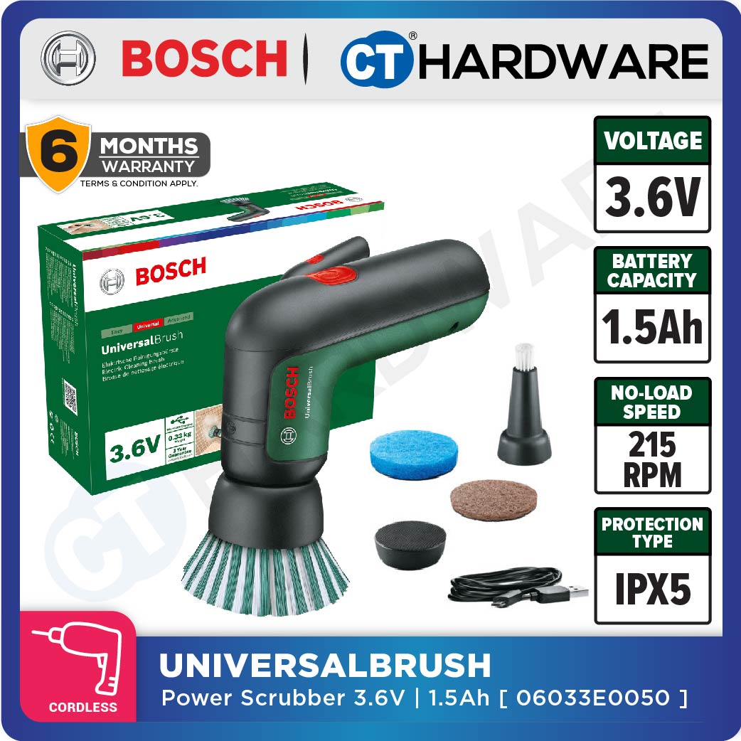 Bosch UNIVERSALBRUSH Cordless Power Scrubber / Cleaning Brush 3.6V [06 ...