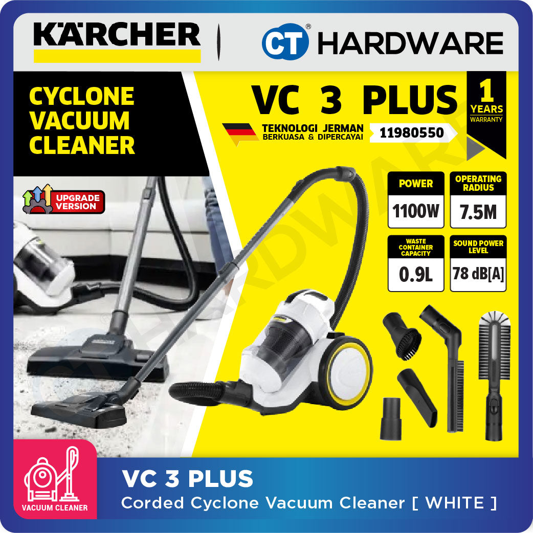 Karcher VC3 PLUS Multi-Cyclone Vacuum Cleaner 1100W 0.9l [VC3PLUS | 11 ...