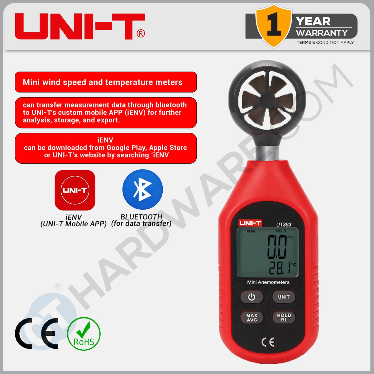 UNI-T UT363 Mini Anemometer – CT Hardware Online