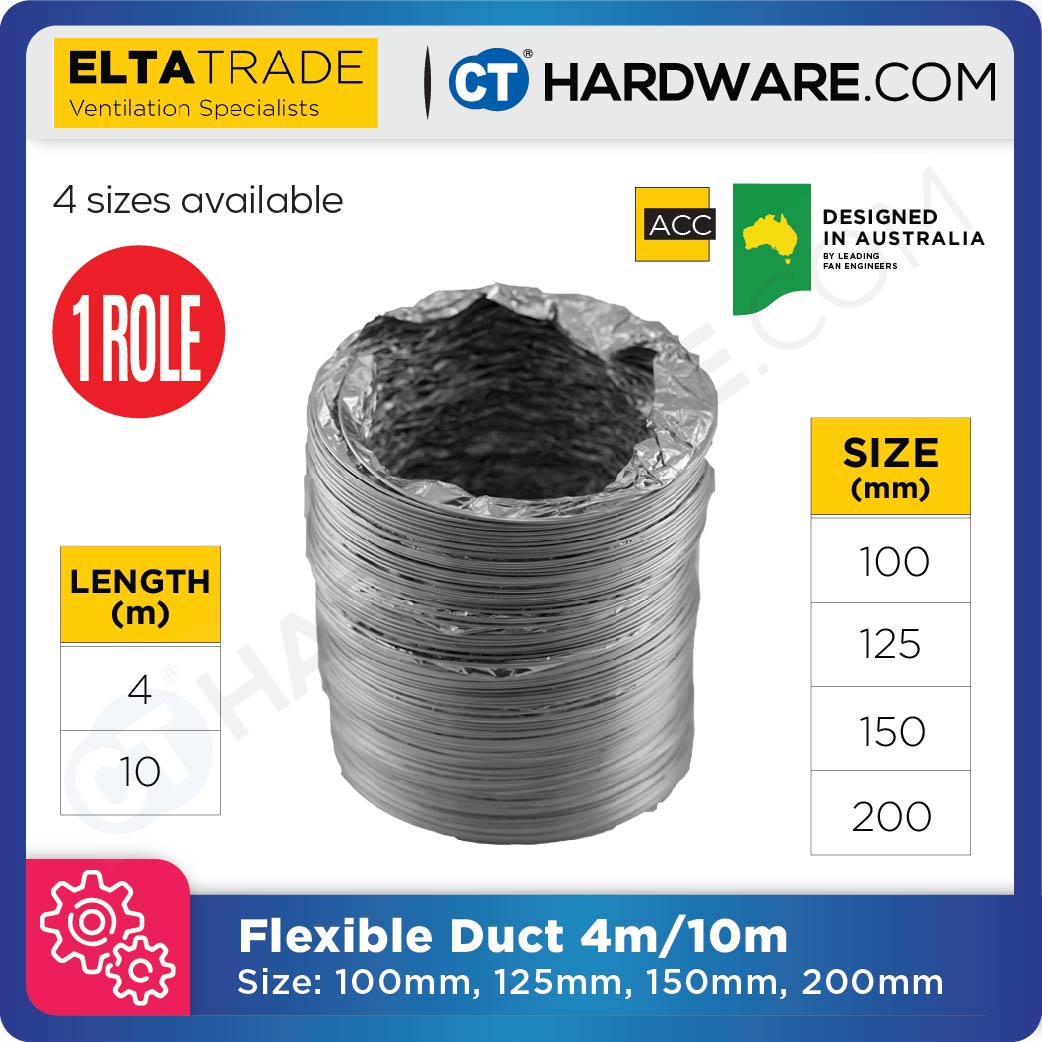 ELTA TRADE FLEXIBLE DUCT (4", 5", 6" 8") WITH LENGTH OF 4 METER / 10 M ...