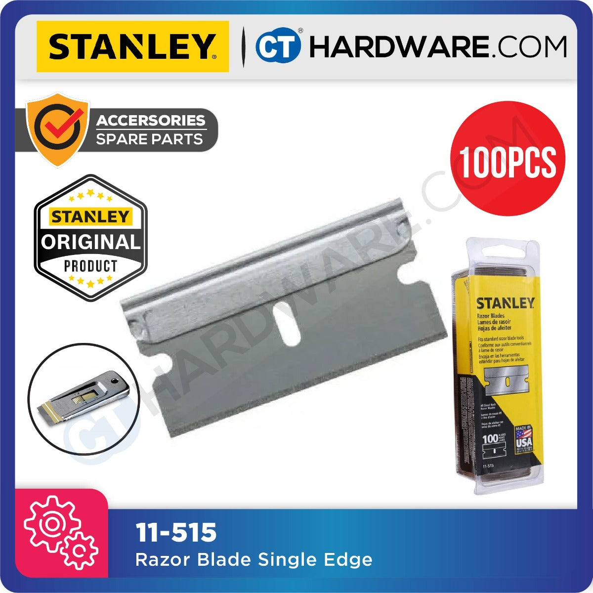 STANLEY 11515 RAZOR BLADE - SINGLE EDGE 38MM 100PCS [ 11-515 ] – CT ...