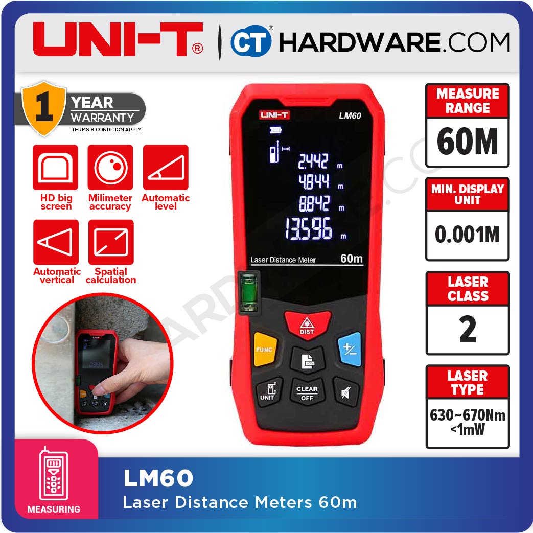 UNI-T LM60 LASER DISTANCE MEASURE 60 METER – CT Hardware Online