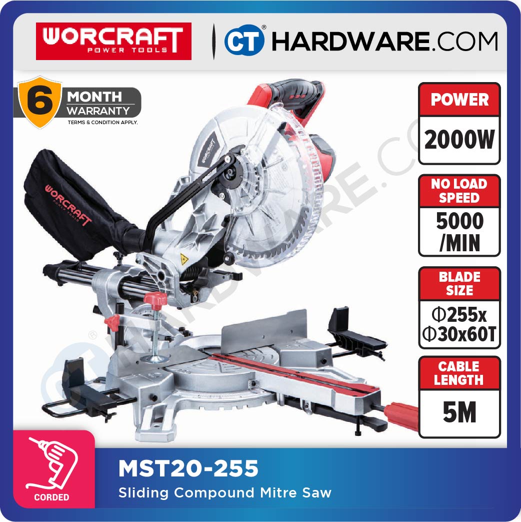 WORCRAFT MST20-255 SLIDING MITRE SAW 10" | 2000W (MST20255) – CT ...