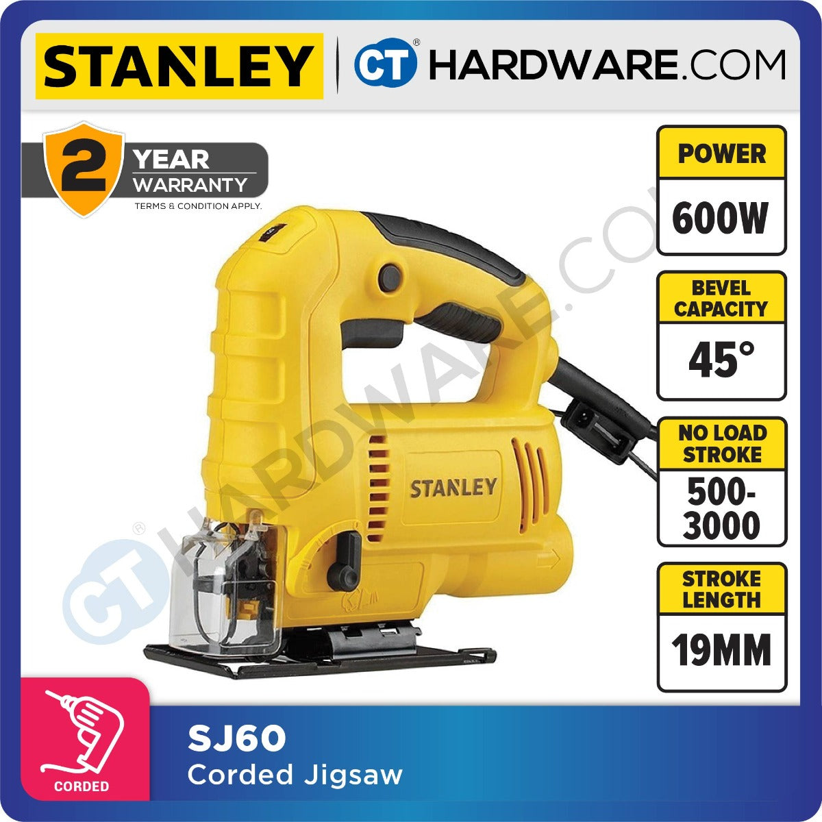 STANLEY SJ60 CORDED JIGSAW 600W | 500-3000 MIN | 75MM – CT Hardware Online
