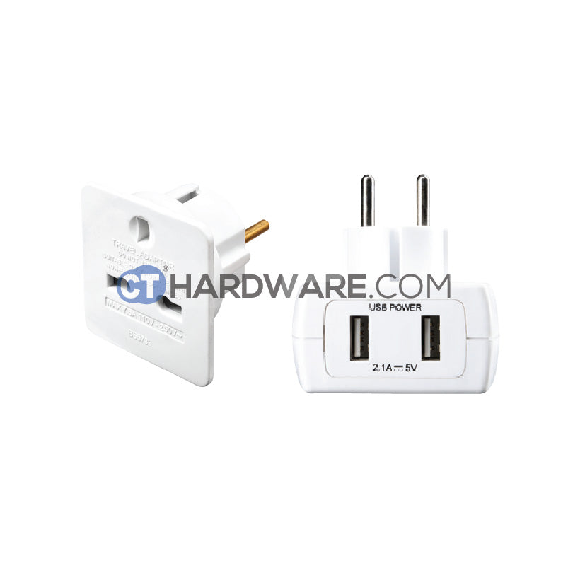 Masterplug Travel Adaptor With USB Charger(Europe)13Amps – CT Hardware ...