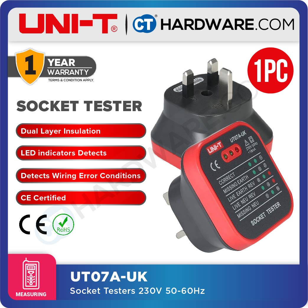 UNI-T UT07A-UK SOCKET TESTER 230V 50-60HZ 64G [ UT07AUK ] – CT Hardware ...
