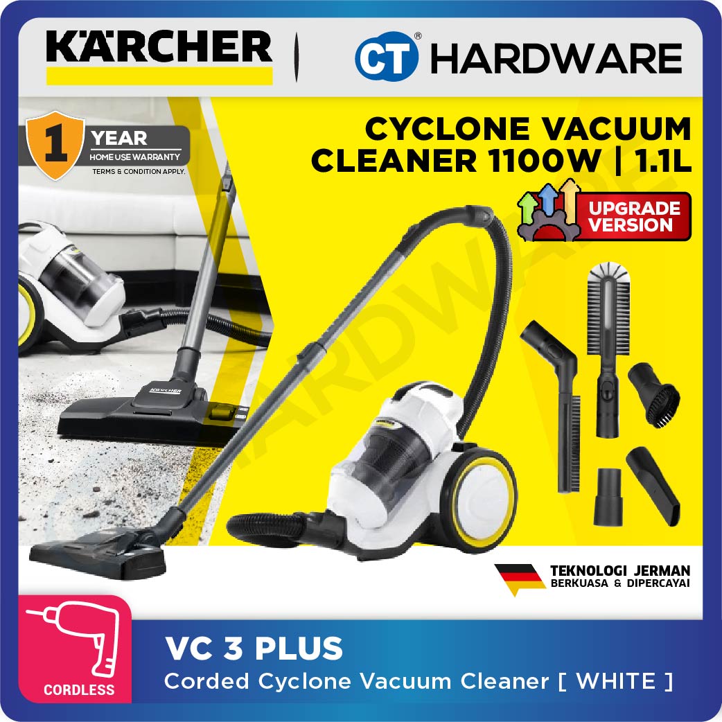 Karcher VC3 PLUS Multi-Cyclone Vacuum Cleaner 1100W 0.9l [VC3PLUS | 11 ...