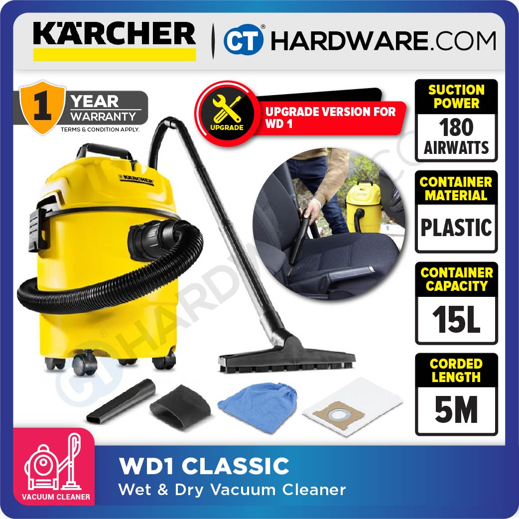 Karcher WD 1 CLASSIC Wet & Dry Vacuum Cleaner 1200W 15l [WD1CLASSIC ...